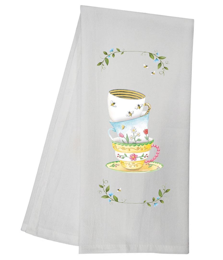 Tea Cup Stack Tea Towel CWTT12 – Gotham Gifts | Pop Threads