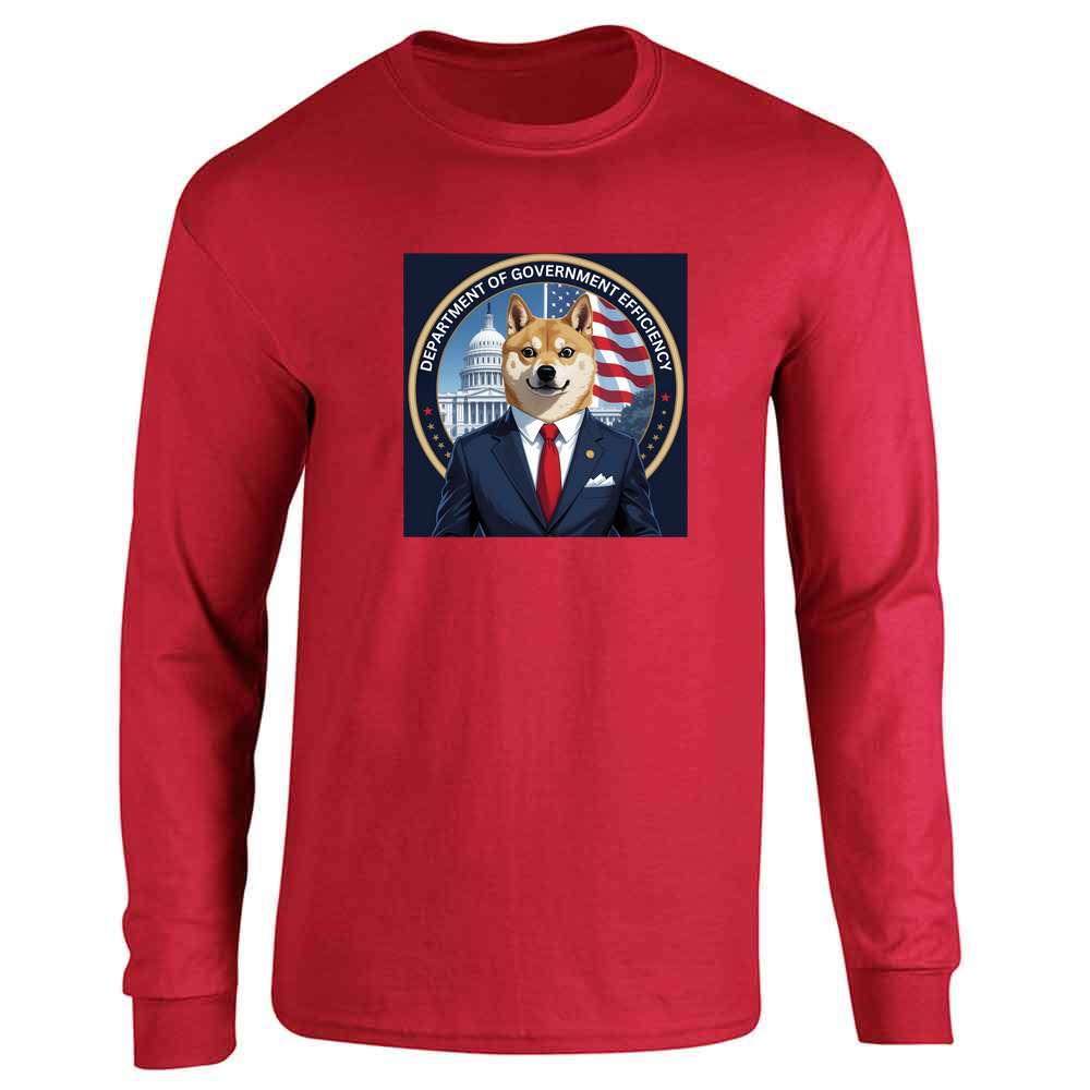 Donald Trump DOGE Shiba Inu In Suit Logo Capital Long Sleeve – Gotham ...