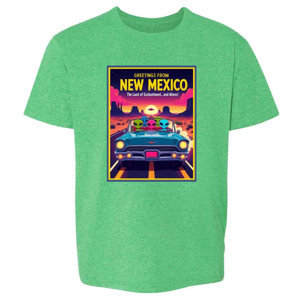 New Mexico UFO Alien Greetings Land Enchantment Kids & Youth Tee ...